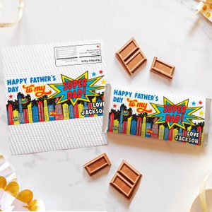 Father's Day Superhero Chocolate Bar Wrapper Template, Printable Super ...