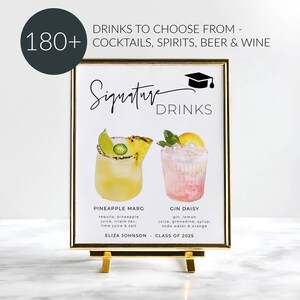 Graduation Signature Drinks Sign Template, Printable Grad Party ...