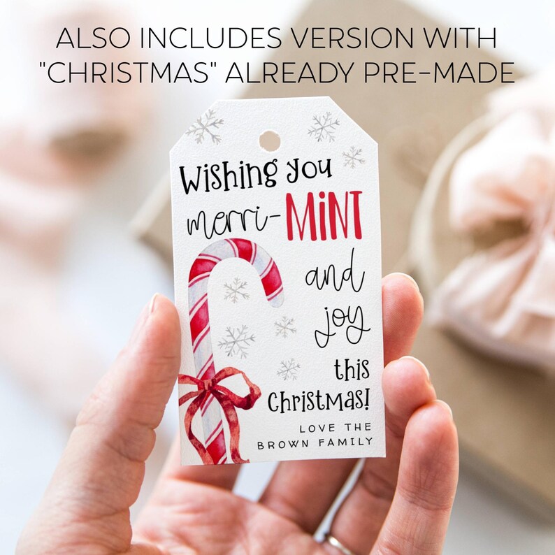 Christmas Mint Gift Tag Template, Printable Wishing You Merry-mint ...