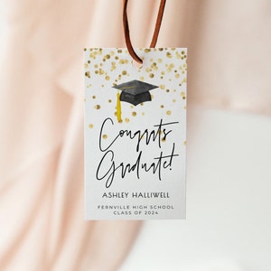 Graduation Thank You Favor Tag Template, Printable Confetti Modern Grad ...