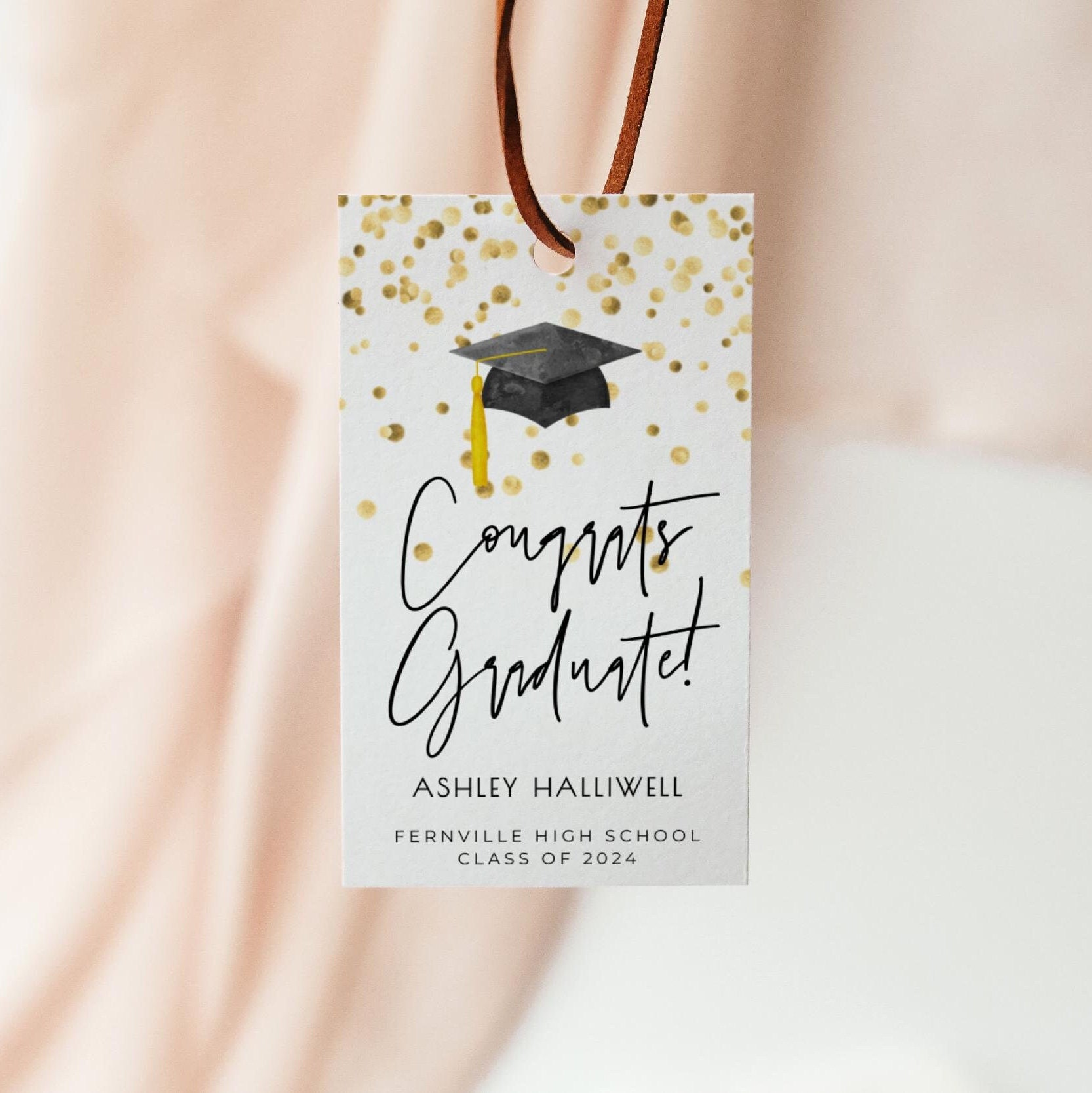 Graduation Thank You Favor Tag Template, Printable Confetti Modern Grad ...