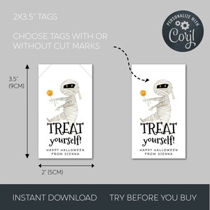 Editable Halloween Favor Tag Template, Printable Treat Yourself Gift ...