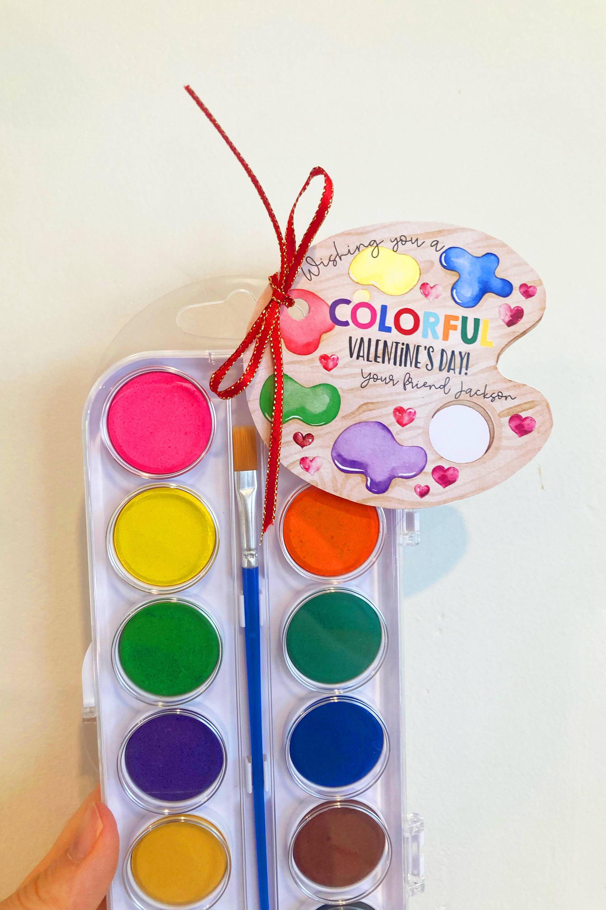 Paint Valentine's Day Gift Tag Template, Printable Colorful Valentine ...