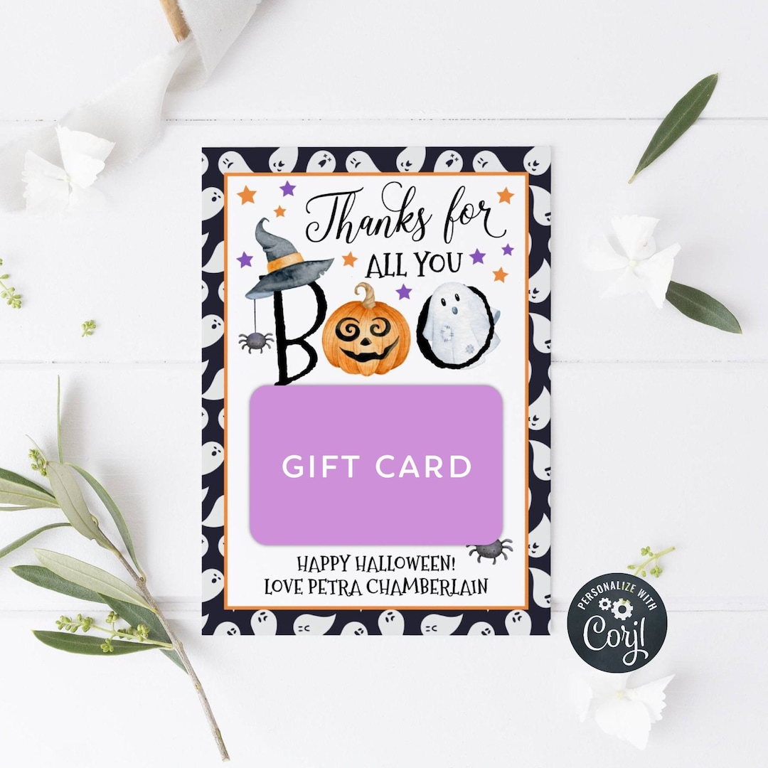 Halloween Gift Card Holder Template Printable Thanks for All - Etsy