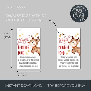 Printable Magical Reindeer Food Tag Template, Editable Christmas Eve ...