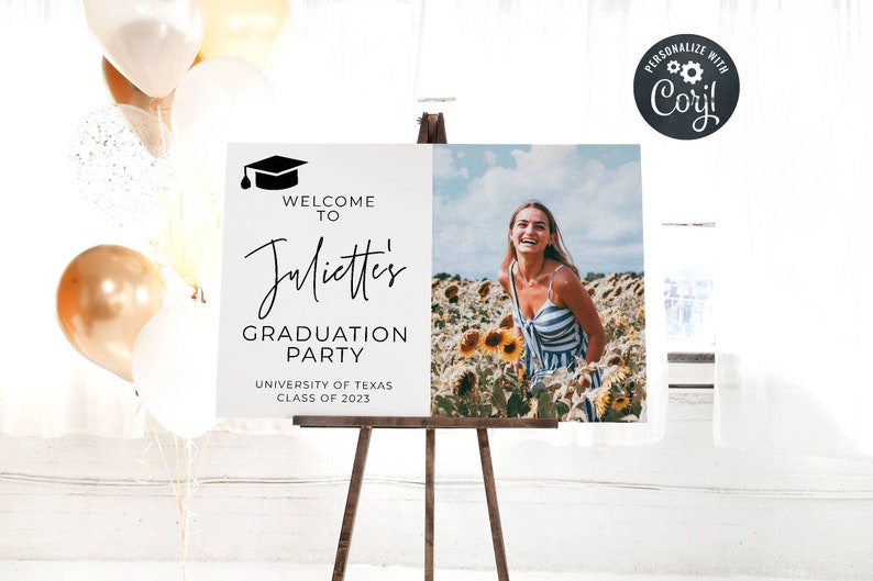Photo Graduation Welcome Sign Template Printable Minimalist - Etsy