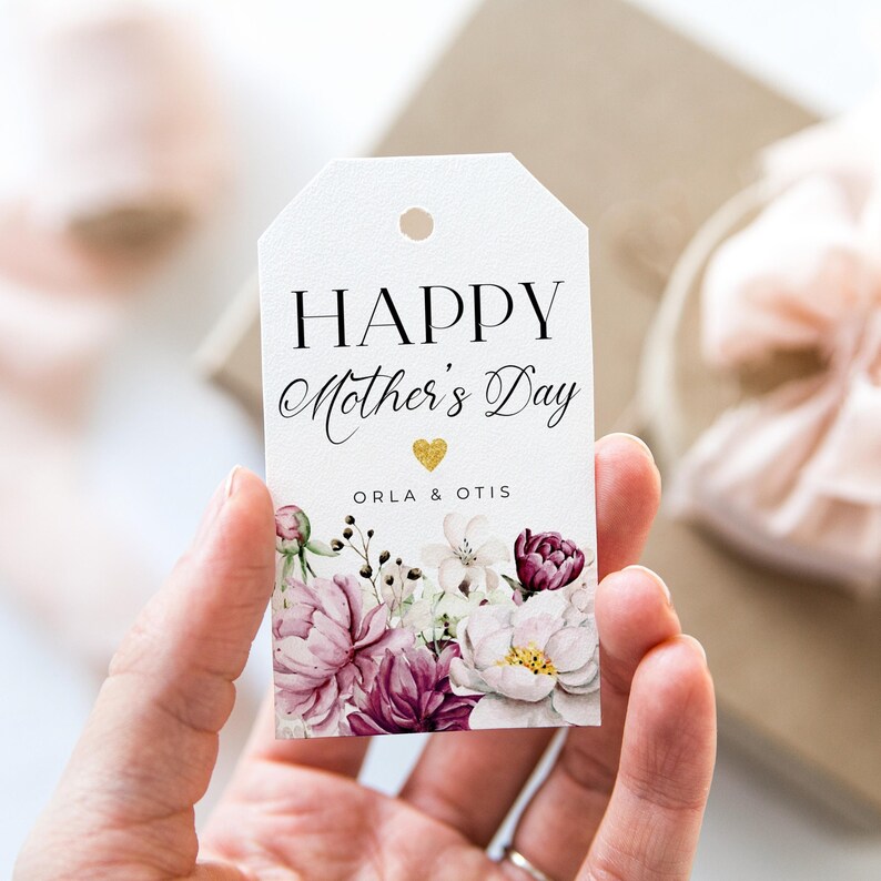 Floral Mother's Day Gift Tag Template, Printable Peonies Mothers Day ...