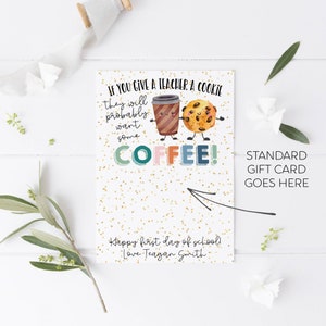 Back to School Coffee Teacher Gift Card Holder Template, Printable ...