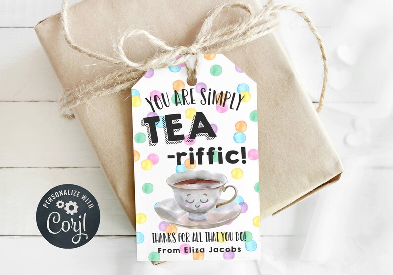 Tea Gift Tag Template Printable Tea-riffic Thank You Tags - Etsy Canada