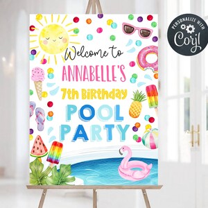Editable Pool Party Welcome Sign Template Printable Summer - Etsy