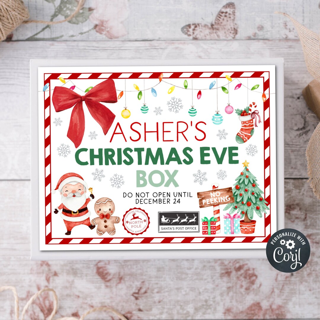 Editable Christmas Eve Box Label Template, Printable Holiday Tradition ...