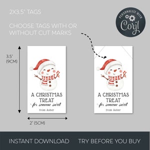 Snowman Christmas Gift Tag Template, Printable Holiday Favor Tag ...