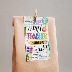 Teacher Appreciation Week Gift Tag Template, Printable Favor Tags From ...