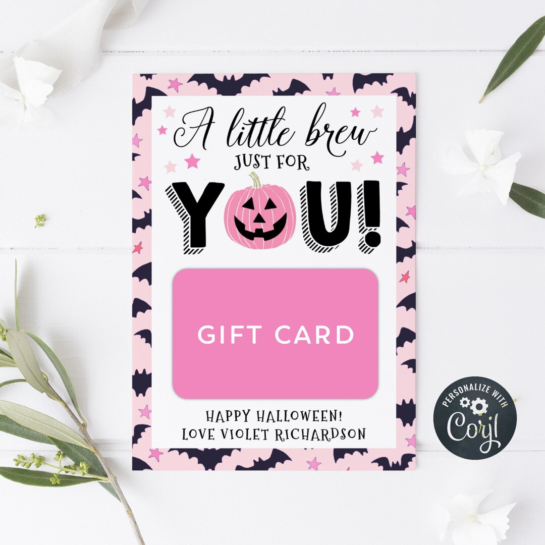 Pink Pumpkin Halloween Coffee Gift Card Holder Template, Printable A ...