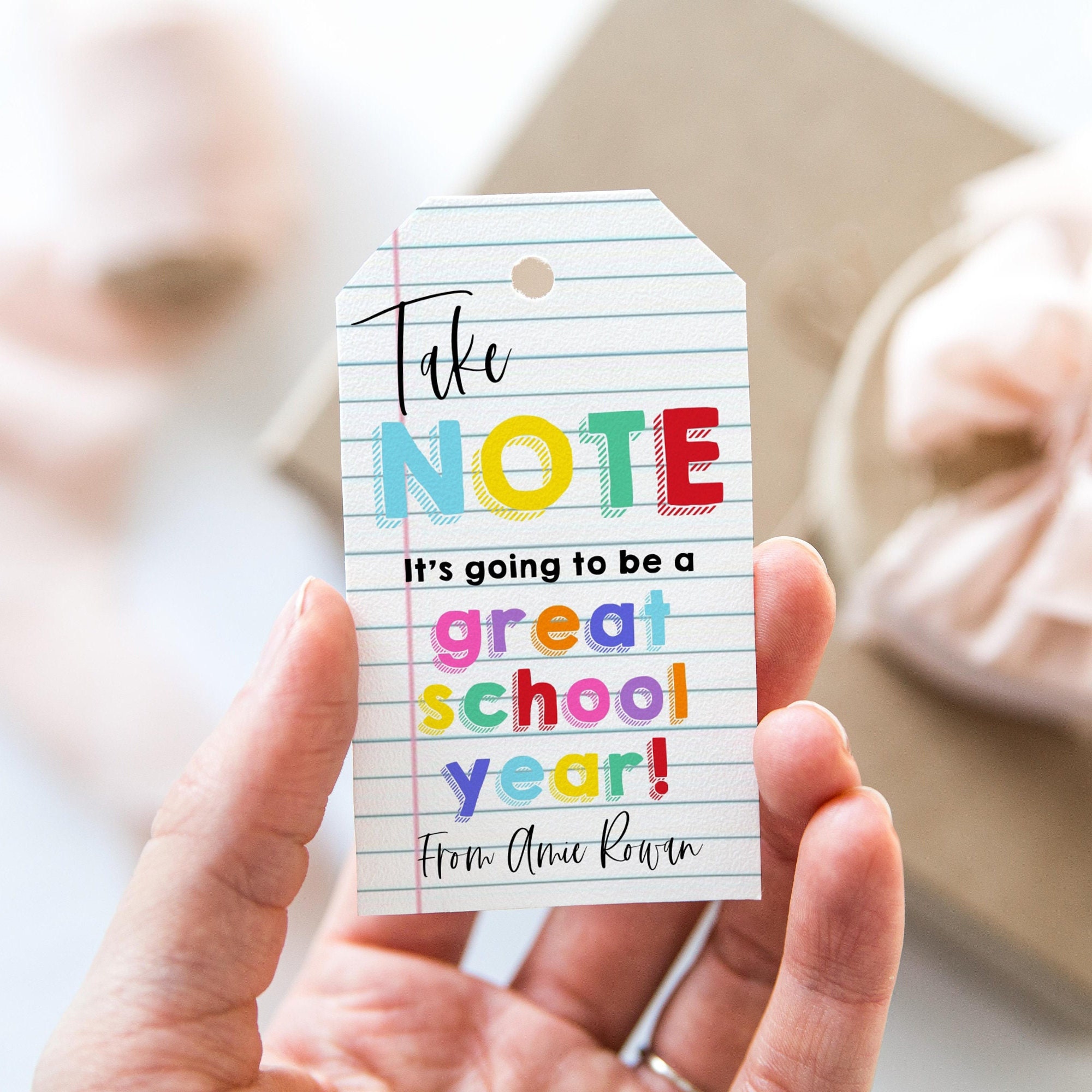 Back to School Take Note Gift Tag Template, Printable Note Pad First ...