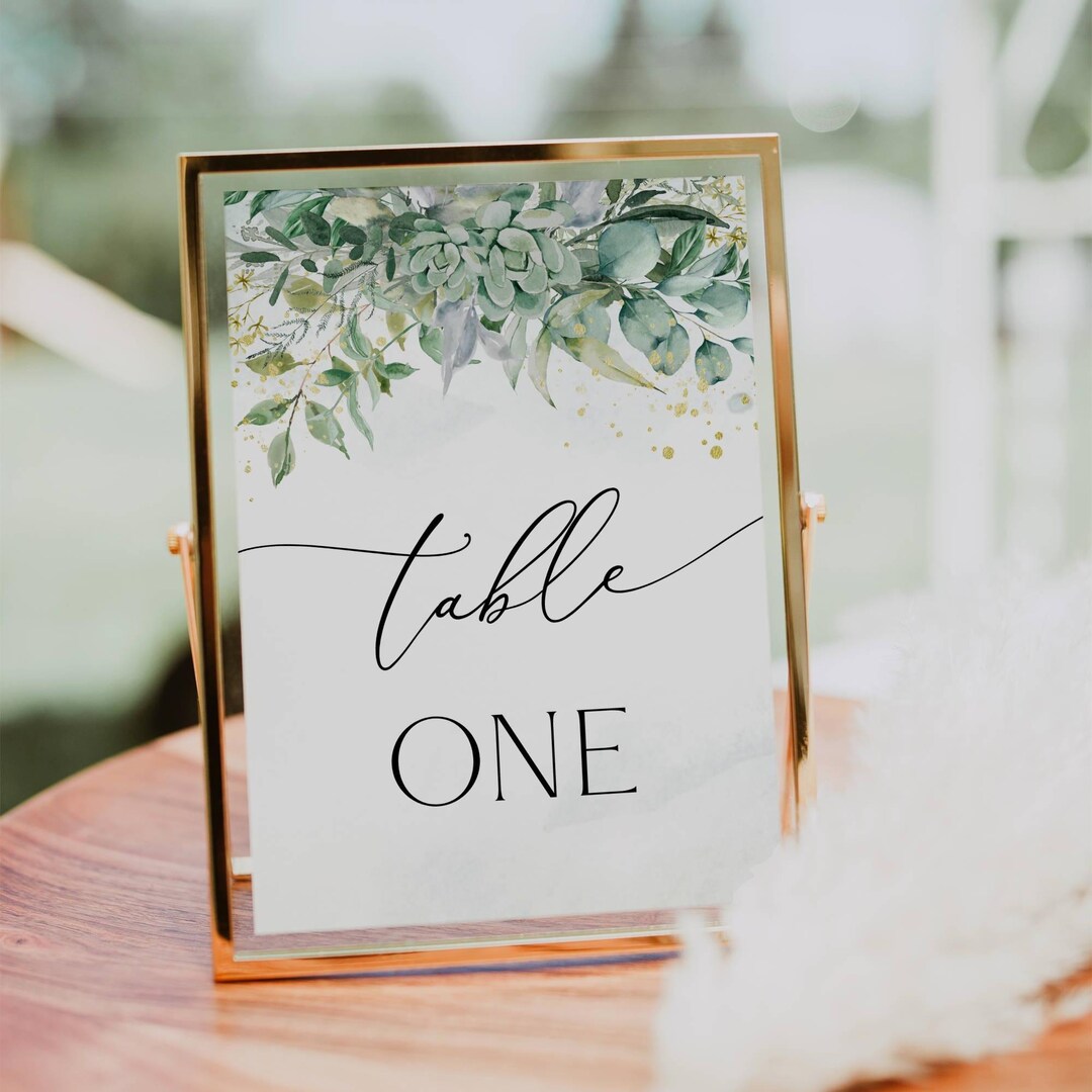 Greenery Table Number Template, Printable Botanical Eucalyptus Table ...