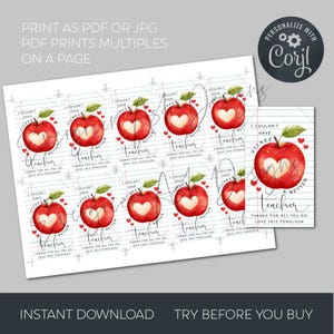 Editable Apple Teacher Appreciation Gift Tag Template, Printable Couldn ...
