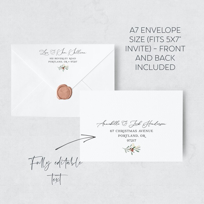 Editable Christmas Envelope Template, Printable Holiday Envelope ...