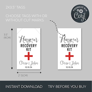 Hangover Recovery Kit Favor Tag Template, Printable Minimal Modern ...