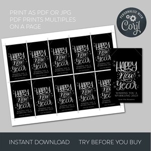 Happy New Year Gift Tag Template, Printable New Year's Eve Party Favor ...