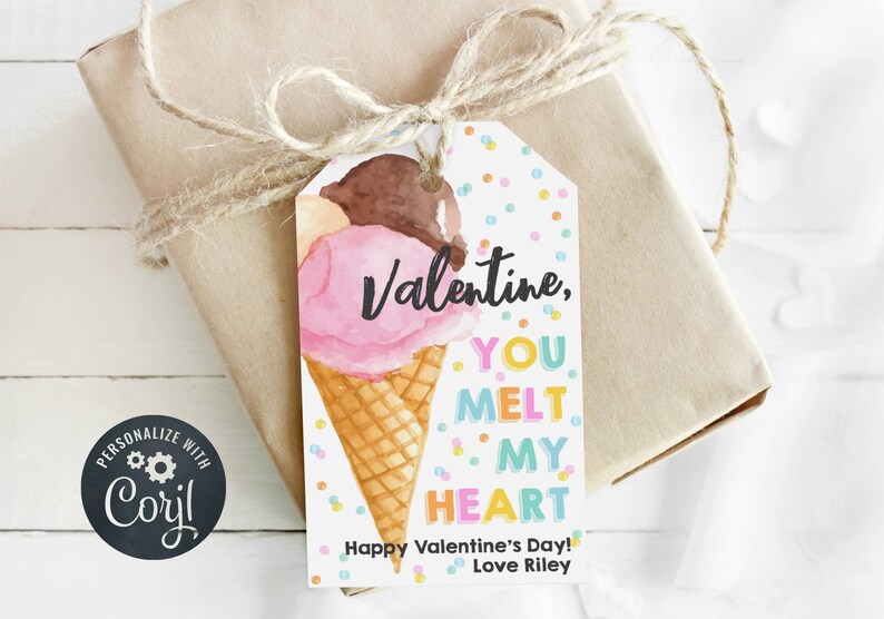 Ice Cream Valentine's Day Gift Tag Template Printable You - Etsy