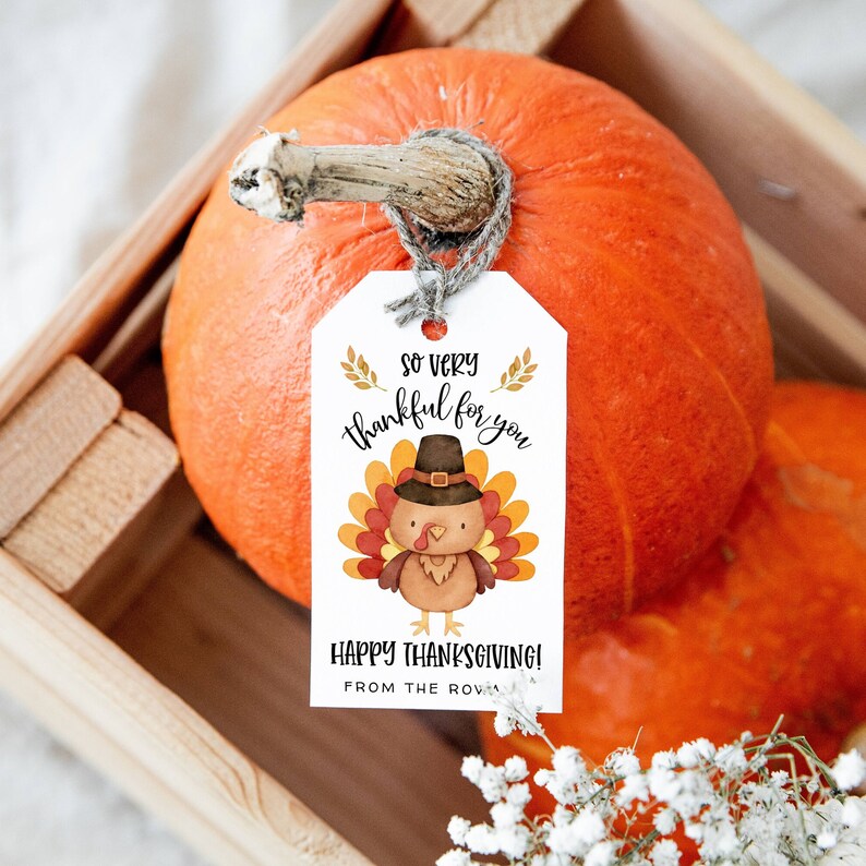 Printable Thanksgiving Gift Tag Template, Cute Turkey Favor Tags ...