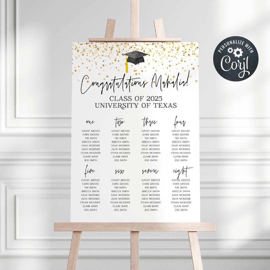 Graduation Seating Chart Template, Printable Congratulations Graduate ...