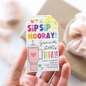 Summer Teacher Appreciation Tumbler Cup Gift Tag Template, Printable ...