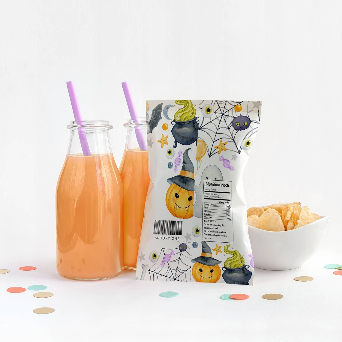 Spooky One Birthday Chip Bag Template, Printable Halloween 1st Birthday ...