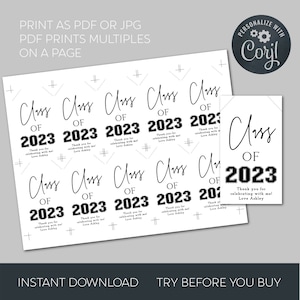 Minimalist Graduation Class of 2026 Favor Tag Template, Printable ...