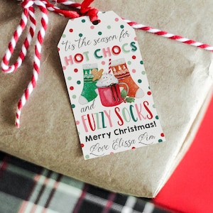 Hot Chocs and Fuzzy Socks Christmas Gift Tag Template, Printable ...