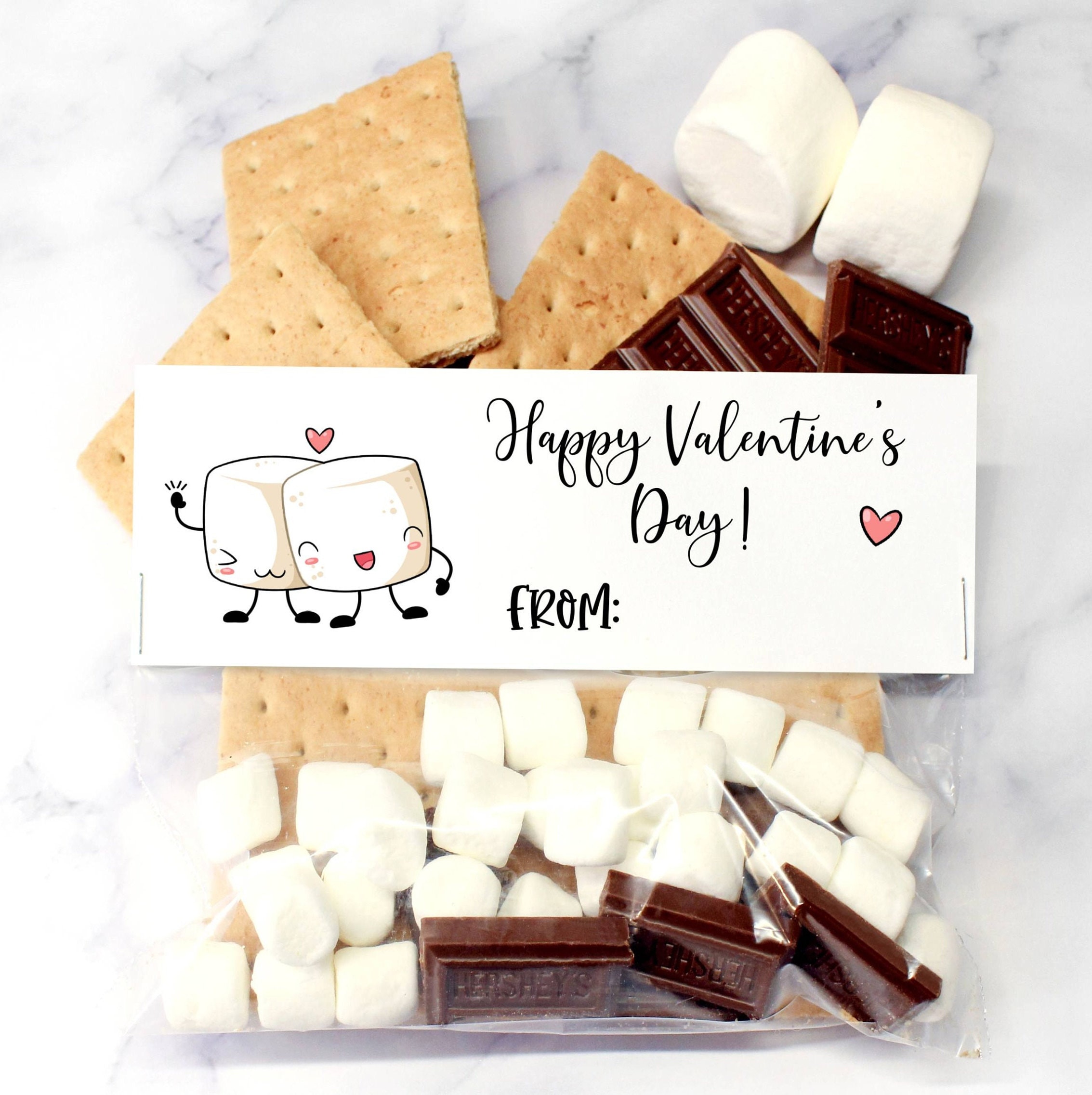 S'mores Valentine's Day Treat Bag Toppers, Printable Valentine Tags, S ...