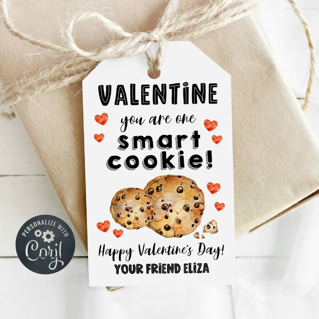 Smart Cookie Valentine's Day Gift Tag Template, Printable Cookie Favor ...