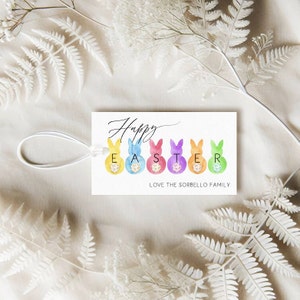 Happy Easter Gift Tag Template, Printable Bunnies Easter Basket Favor ...