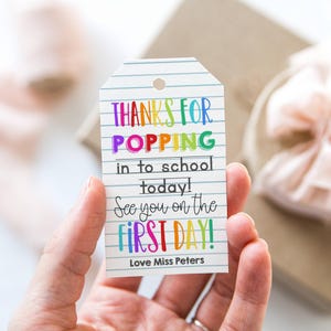 Meet the Teacher Gift Tag Template, Printable Thanks for Popping in Tag ...