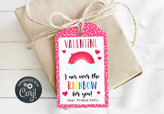 Rainbow Valentine's Day Gift Tag Template Printable | Etsy