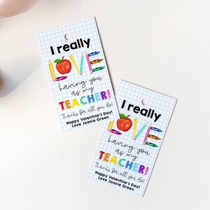 Teacher Valentine Gift Tag Template, Printable Love Having You as My ...