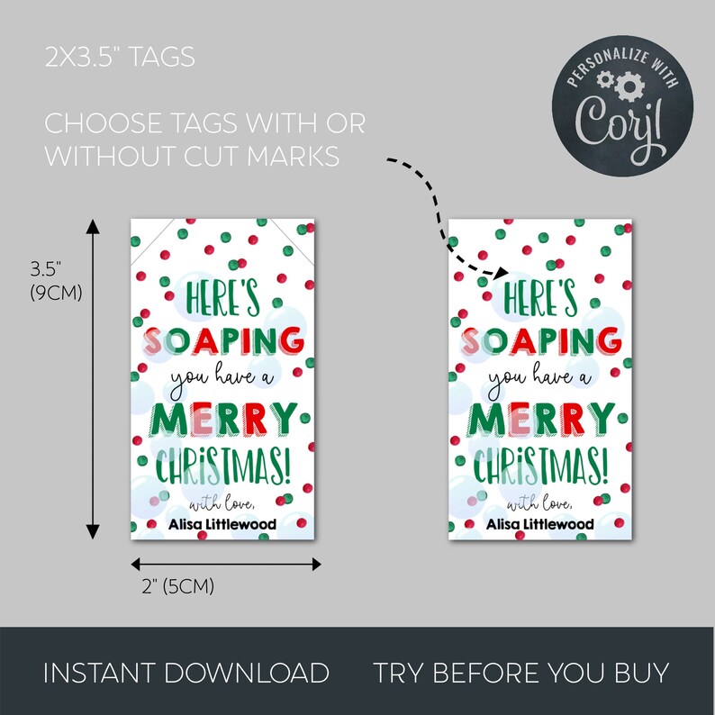 Soapin You Have A Merry Christmas Gift Tag Template, Printable Holiday ...
