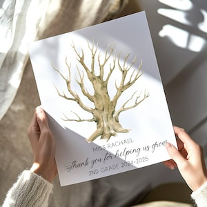 Teacher Gift Fingerprint Tree Sign Template, Printable Teacher Thank ...