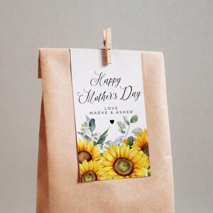 Sunflowers Mother's Day Gift Tag Template, Printable Mother's Day ...