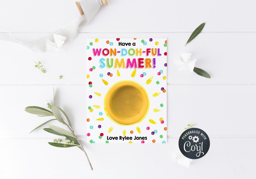 Summer Play Dough Card Template Printable Have A Won-doh-ful - Etsy