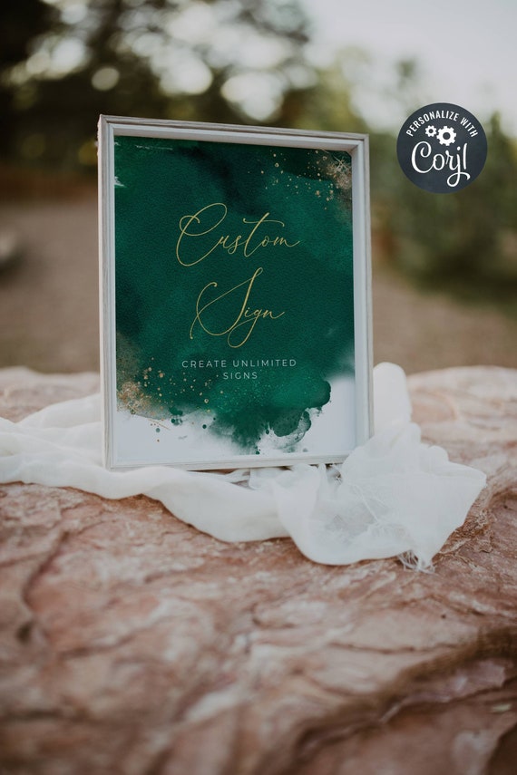 Emerald Watercolor Custom Sign Template Printable Hunter - Etsy