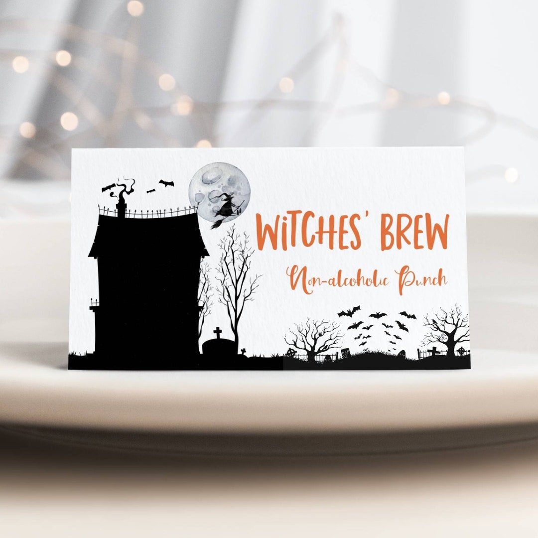 Halloween Food Label Template, Printable Haunted House Buffet Tent ...
