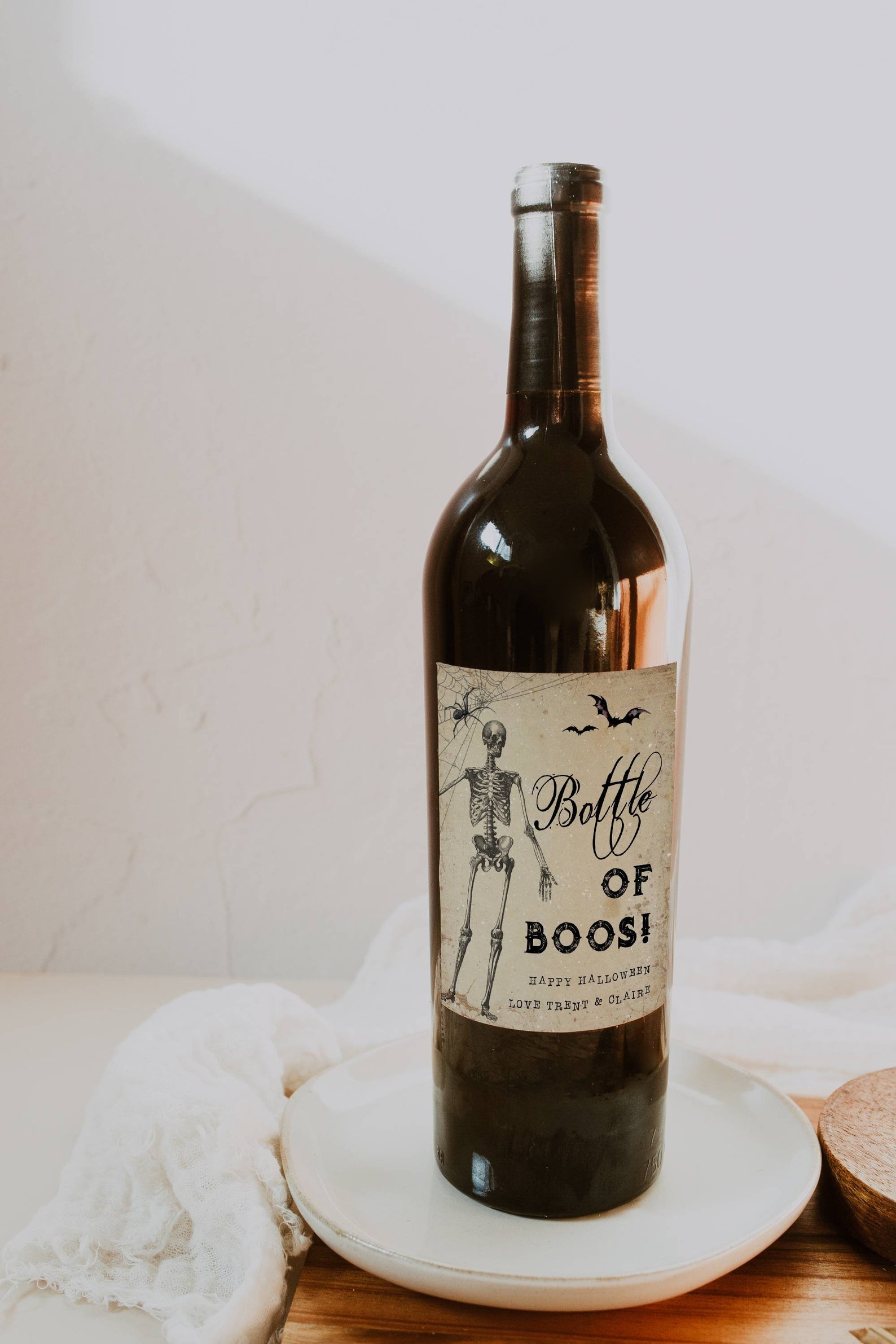 Halloween Bottle of Boos Wine Bottle Label Template, Printable ...