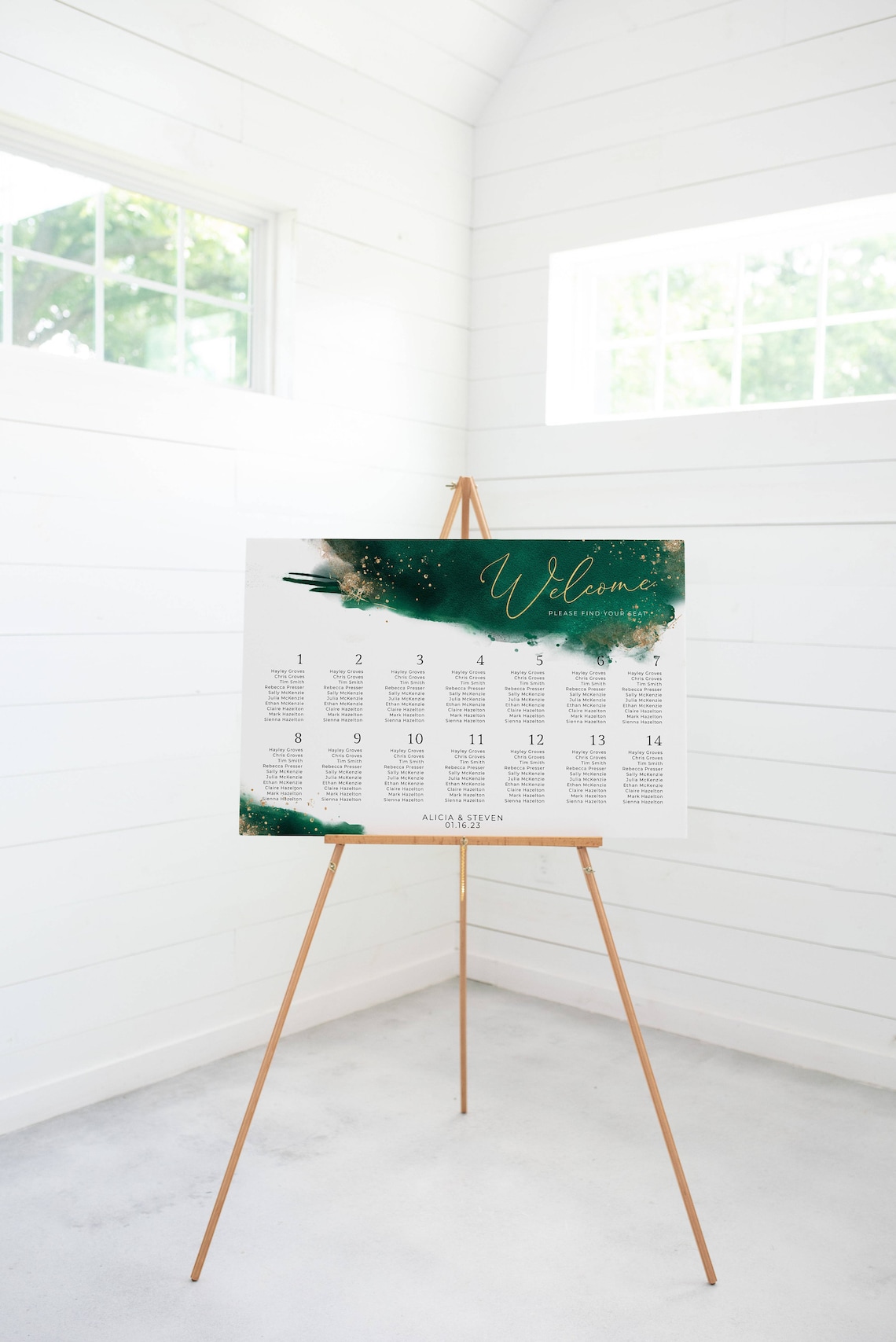 Emerald Watercolor Seating Chart Template Printable Hunter | Etsy