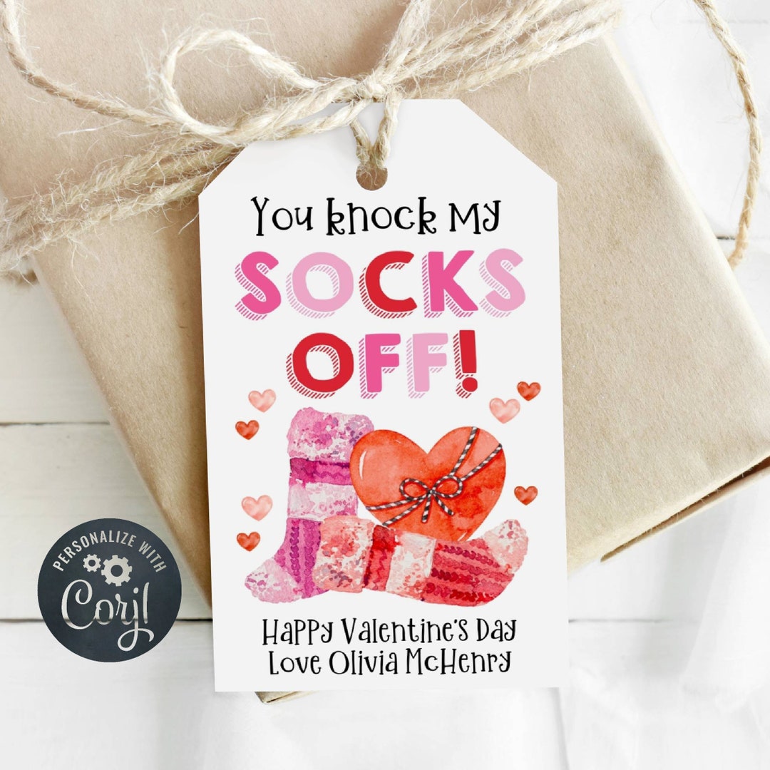You Knock My Socks off Valentine's Day Gift Tag Template, Printable ...