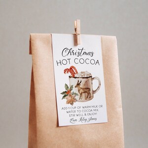 Christmas Hot Cocoa Gift Tag Template, Printable Holiday Hot Chocolate ...