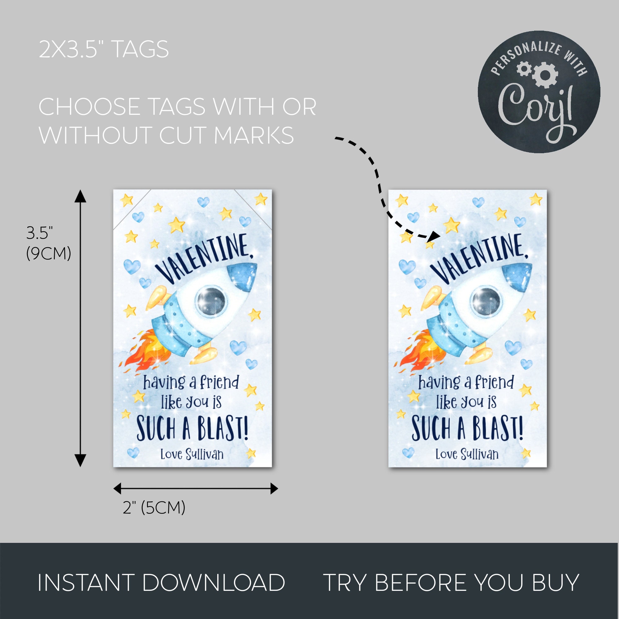 Valentine's Day Space Gift Tag Template, Printable Having A Friend Like ...