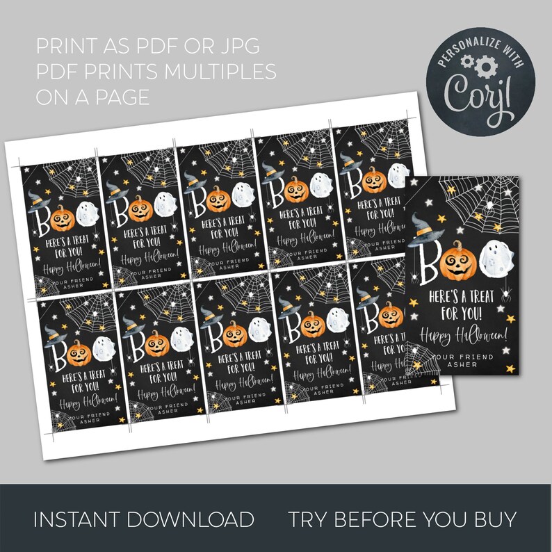 Editable Halloween Favor Tag Template Printable Boo Gift - Etsy