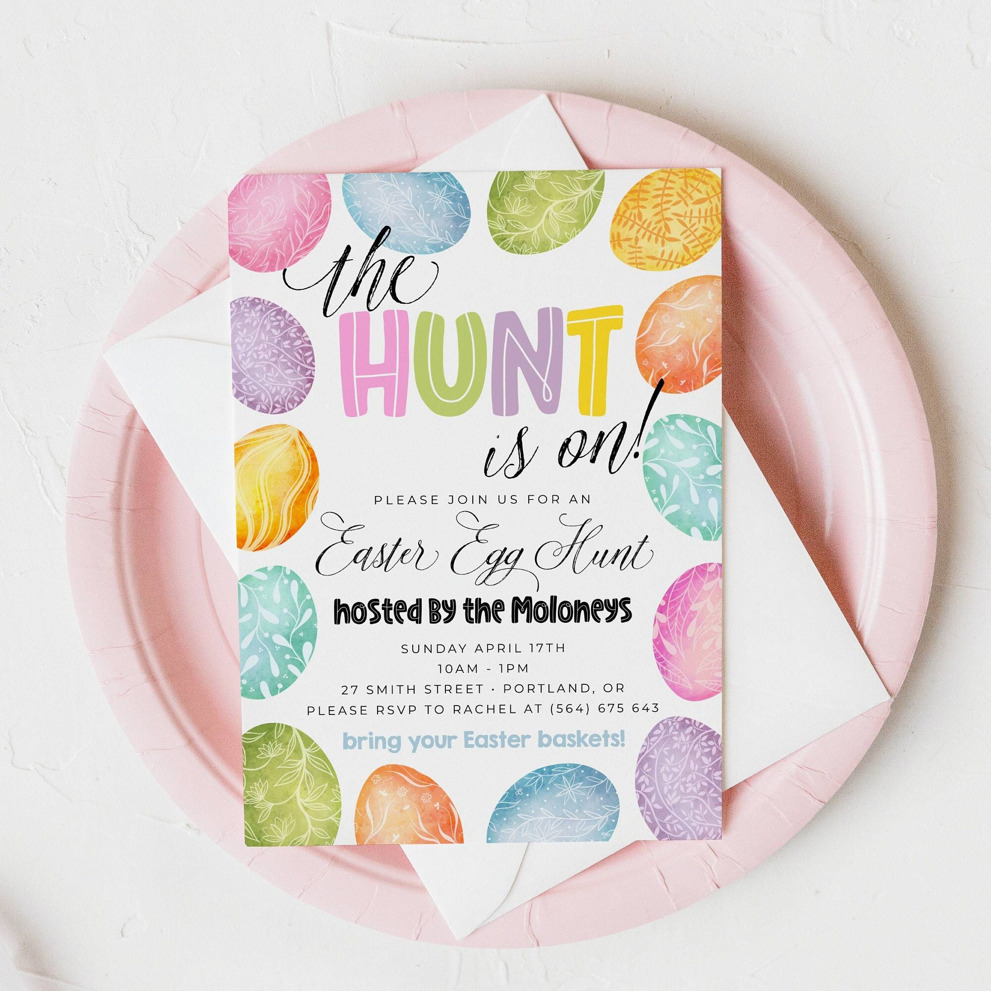 Easter Egg Hunt Invitation Template, Printable the Hunt is on Invite ...